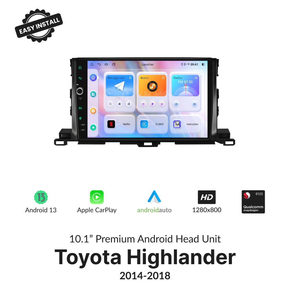 Toyota Highlander 2014-2018 | 10.1” Wireless CarPlay Android Head Unit ...